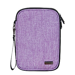 Teamoy Travel Makeup Brush Case(up to 8.8"), Professional Makeup Train Organizer Bag with Handle Strap for Makeup Brushes and Makeup Essentials-Medium, Purple(No Accessories Included)
