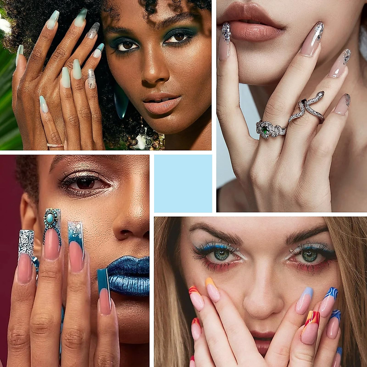 Shine Chance Acrylic Nail Brush Size 10, 100% Pure Kolinsky 3D Art Nail Brush with Gradient Blue Handle, Art Design Powder Nail Brush Pen for Nails Extension & Carving, Acrylic Application Tools