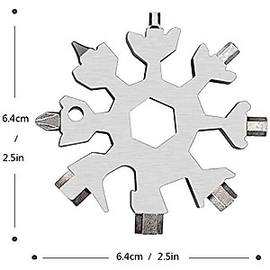 18-in-1 Snowflake Multitool, Stainless Steel Snowflake tool Bottle Opener, Snowflake Multi Tool Cool Gadgets Stocking Stuffers for Men, Christmas Gifts for Men, Dads, Husbands.(Silver)