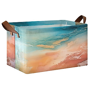 Bolaz Colorful Marble Large Storage Baskets for Shelves Closet Organizers Storage Bins with Handles for Home Organization Decorative Collapsible Baskets