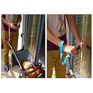 SYOOY 2 Pack Baby Stroller Safety Wrist Strap Adjustable Pram Wheelchair Hand Leash Black Retractable Adjustable Dog Leash Short Rope Safety Belt for Hilly City Street Walking