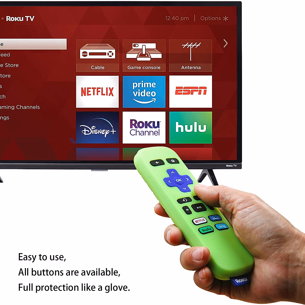 [2 Pack] Pinowu Remote Cover (Glowing in The Dark) Compatible with Roku Simple Remote, Anti Slip Silicone Cover Suitable for Roku Express and Roku Premiere Player Remote (Blue and Green)