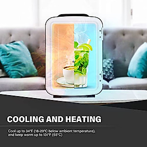 YSSOA 4L Mini Fridge with 12V DC and 110V AC Cords, 6 Can Portable Cooler & Warmer Compact Refrigerators for Food, Drinks, Skincare, Office Desk, Black, Bedroom, Dormitory, Car, Black
