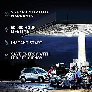 Parmida LED Canopy Light, 150W, Dimmable, 100-277VAC, IP65 Waterproof, ETL-Listed, Shop Light, 5700K, 16.5” x 16.5”, Gas Station, Warehouse, Garage, Street, Area & Outdoor Lighting, Commercial Grade