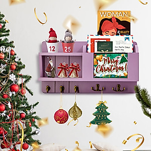 VUEJIC Purple Friends Key Holder for Wall,8pcs Friends Cards,Friends TV Show Merchandise Gifts,Decorative Mail Organizer,Key Racks 5 Anchor Hooks,Handmade Wooden Key Hangers for Home Decor.…