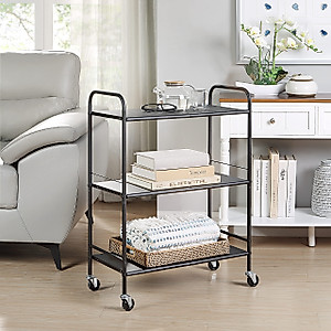 SunnyPoint Metal Rolling Organizer Utility Craft Cart (Large, BLK)
