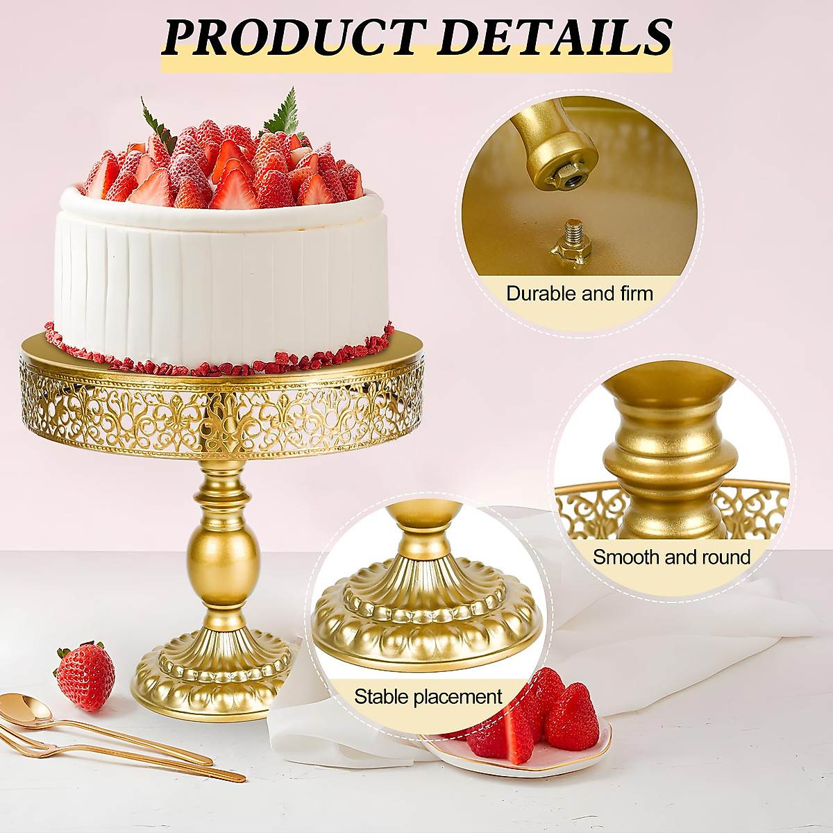 3-Pack Cake Stands, Round Metal Cupcake Stands for Dessert Table, Dessert Display Cake Stands, Brithday Wedding Party Celebration Dessert Cake Display Plates(Gold)