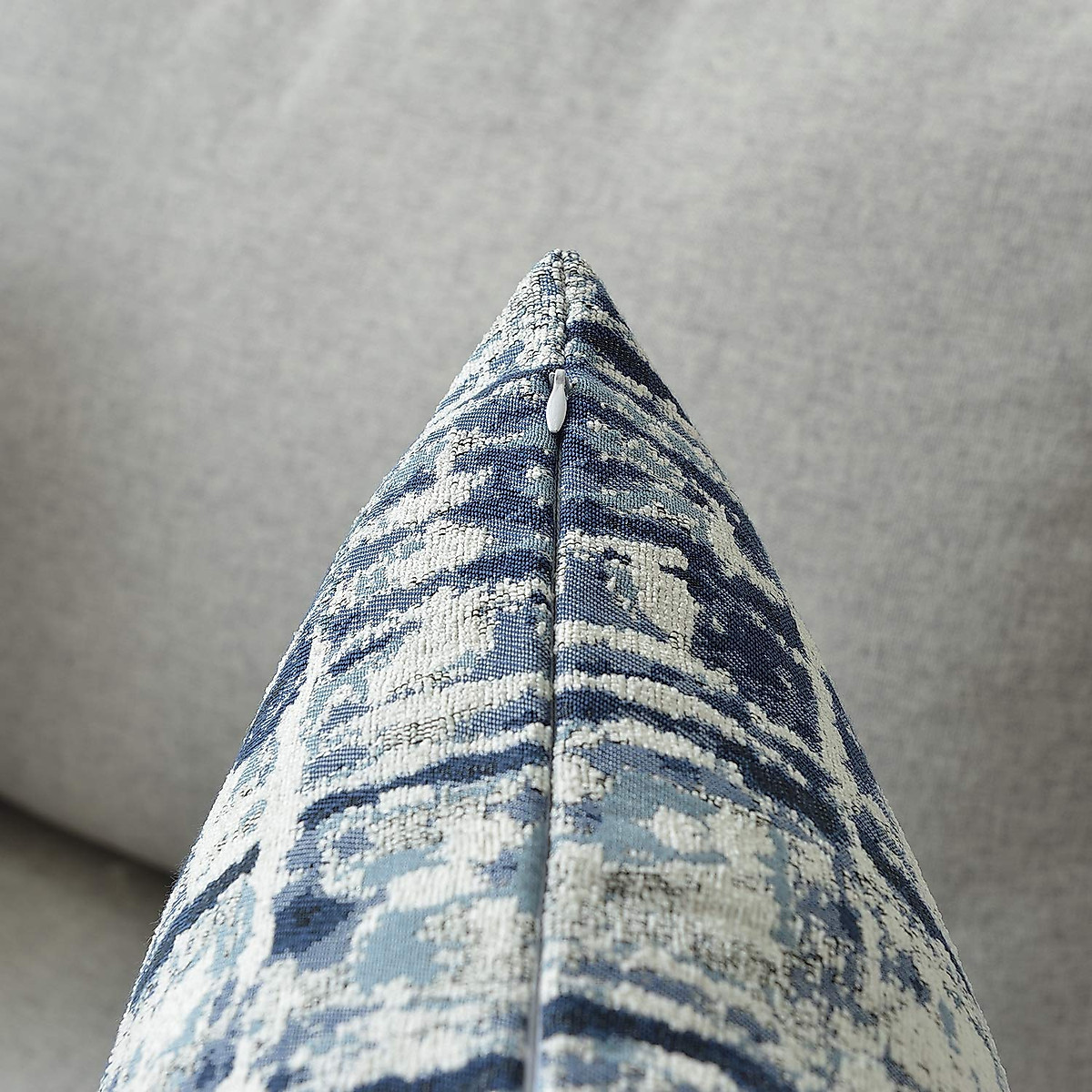 ROMANDECO Jacquard Decorative Throw Pillow Covers for Couch Set of 2, 18x18 Inches, Navy Blue