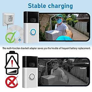 26FT Charging Cable18V500mA Video Doorbell Power Adapter for Video Doorbell, Ring Video Doorbell Pro and Ring Video Doorbell 2, Transformer Compatible with Zmodo Smart Doorbell and Nest Hello Doorbell