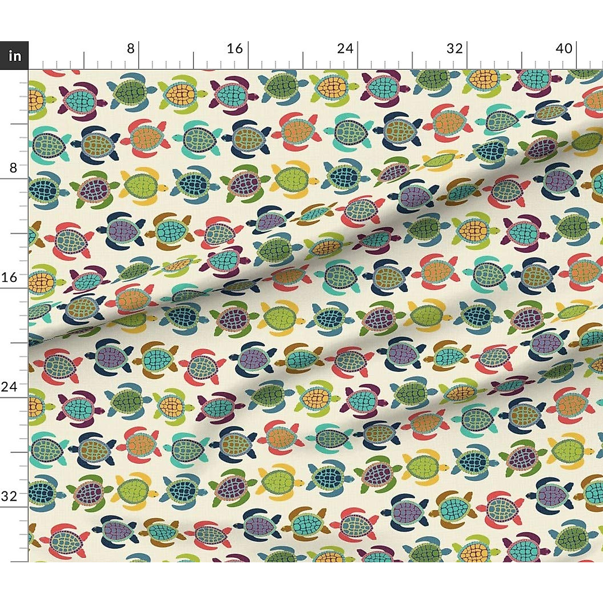 Spoonflower Fabric - Sea Turtle Cw4 Colorful Beach Ocean Scales Nautical Swim Printed on Petal Signature Cotton Fabric by The Yard - Sewing Quilting Apparel Crafts Decor