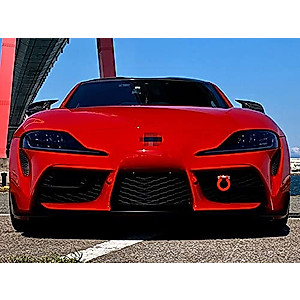 iJDMTOY Red Track Racing Style Tow Hook Ring Compatible with 2020-up Toyota Supra GR, Made of Lightweight Aluminum