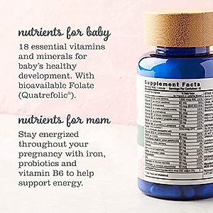 Mommy's Bliss Prenatal Multivitamin with Iron and Folic Acid: Supports Baby Development & Mom Immunity & Energy Levels* with Iron, Zinc, B Vitamins,Probiotics, Vegan, Gluten Free (45 Serving)Pack of 1