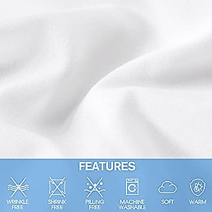 BYSURE 8 Pieces Full/Queen Comforter Sets with Sheets, White Pinch Pleated Oversize Bed in A Bag, Full/Queen Size Microfiber Comforters, Sheets, Pillowcases, Bedskirt & Shams, Big Kids Bedding Set