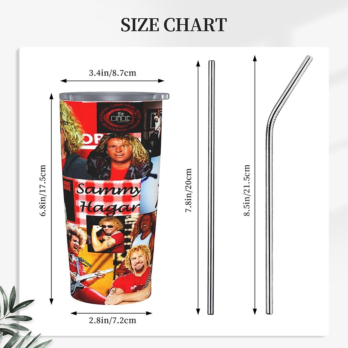 XULVYOU Sammy Music Hagar Insulated Tumblers with Lid and Straws 20oz Stainless Steel Vacuum Travel Coffee Mugs Tea Cups
