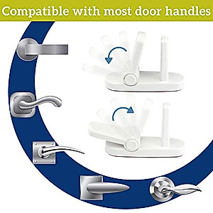 Improved Childproof Door Lever Lock (2 Pack) Prevents Toddlers From Opening Doors. Easy One Hand Operation for Adults. Durable ABS with 3M Adhesive Backing. Simple Install, No Tools Needed (White, 2)
