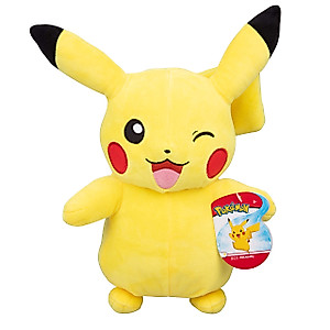 Pokemon 12" Large Winking Pikachu Plush - Officially Licensed - Generation 1 Figure - Authentic Soft Stuffed Animal Toy - Valentine's Day & Easter Basket Stuffer Gift for Kids, Boys, Girls - 2+