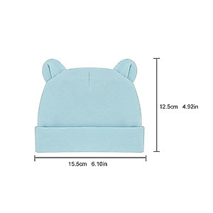 8PCS Newborn Baby Hats and Mittens Set Cute Bear Ear Beanies No Scratch Mitten Warm Elastic Infants Hats 0-12 Months