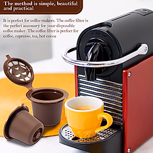 Reusable espresso Capsules Refillable Coffee Pods - Coffee Capsule Filter Compatible With Nespresso Coffee Machines - Replacement for Nespresso Food Grade Coffee Filter Capsule - 6 Pack
