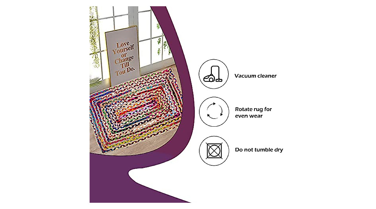 Eleet Cotton Jute Chindi Area Rug 2x3 Ft - Hand Woven Reversible