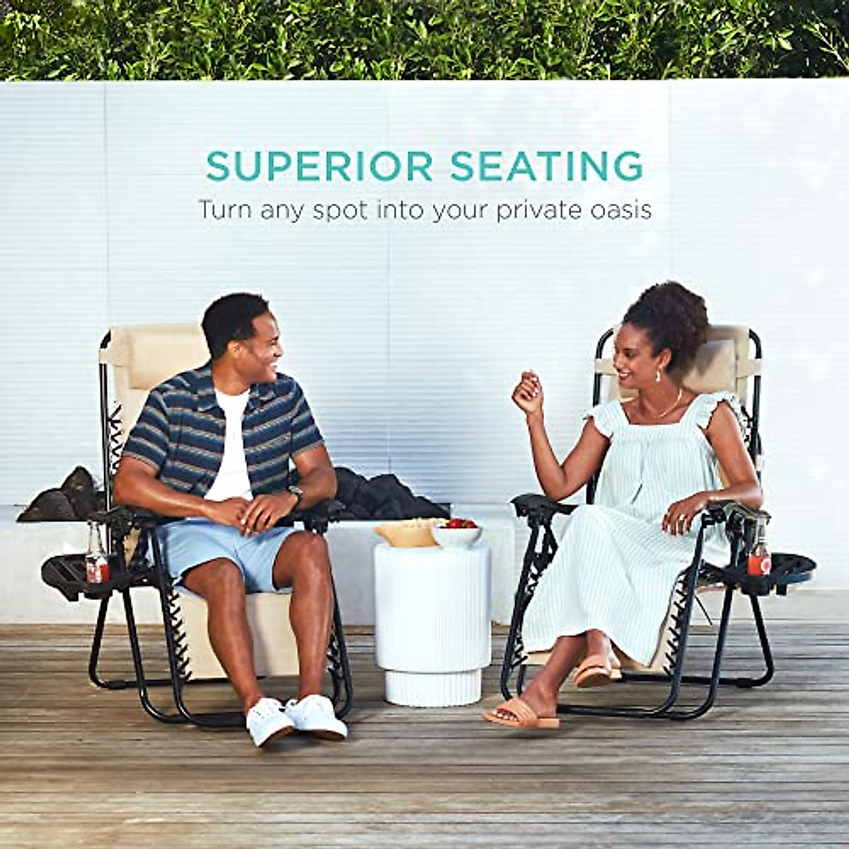 Best Choice Products Set of 2 Adjustable Steel Mesh Zero Gravity Lounge Chair Recliners w/Pillows and Cup Holder Trays, Black