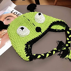 JOYEAR Devil Hat,Crochet Funny Hat,Silly Hats,Cute Cartoon Winter Warm Hat，Suitable for Children and Adults Green