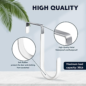 4 Pack Over The Door Hooks, 4.96Inch Hooks for Hanging Heavy Duty Door Hanger, Towel Hanger Hook Holders, Over Door Hangers Hooks Door Hanger Hooks for Hanging Clothes, Towels, Hats,Coats,Bags (White)