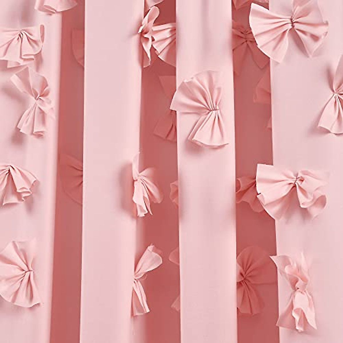 Lush Decor Riley Window Curtain Sheer Ruffled Textured Bow Window Panel for Living, Dining Room, Bedroom (Single), 54"W x 84"L, Pink