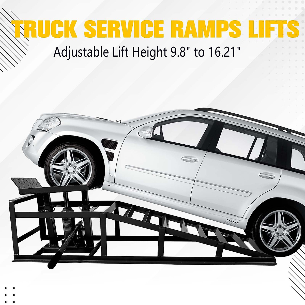 Aoile 2PCS Auto Car Truck Service Ramps Lifts,11023lbs(5T) Garage Car Lift Hydraulic Ramps,Portable Car Ramps for Oil Changes High Lift,Lift Repair Frame Lift Height Adjust 9.8"-15" (Black)