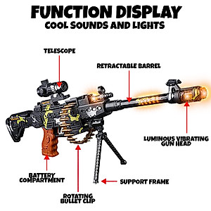 ArtCreativity Toy Gun with Scope, Stand and Realistic Sound Effects - Military Toy for Boys Aged 8-12