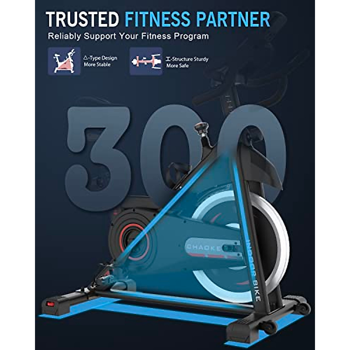 Exercise Bike Stationary, CHAOKE Indoor Cycling Bike with Heavy Flywheel, Comfortable Seat Cushion, Silent Belt Drive, LCD Monitor for Home Gym Cardio Workout Training