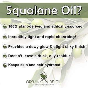 Squalane Oil - Pure, Natural, Plant-Derived, Non GMO, Refined - 16 oz - Squalene Alternative, from Olive - Ultra Hydrating & Moisturizing Carrier Oil - Hexane Free, Cold Pressed - OPO