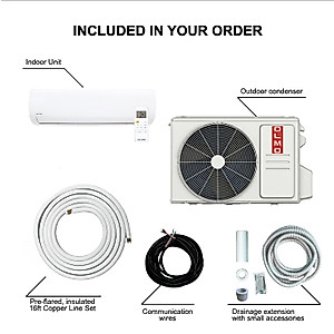 OLMO Alpic 24000 BTU Ductless Mini Split Air Conditioner Heating and Cooling Full Set with 16ft Installation Kit