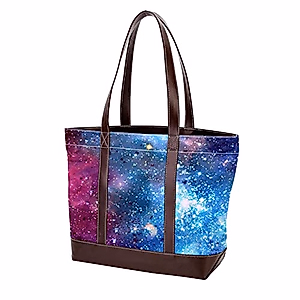 TBOUOBT Handbags for Women Fashion Tote Bags Shoulder Bag Satchel Bags, Galaxy Space Universe Purple Blue