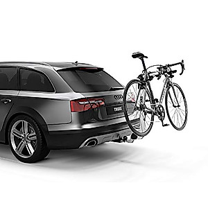 Thule Helium Pro Hanging Bike Rack - Carries 2 Bikes - Lightweight Hitch Bike Rack - Fits 2" and 1.25" receivers - Quick Tool-Free Installation - Tilts for Trunk Access - 75lb Load Capacity