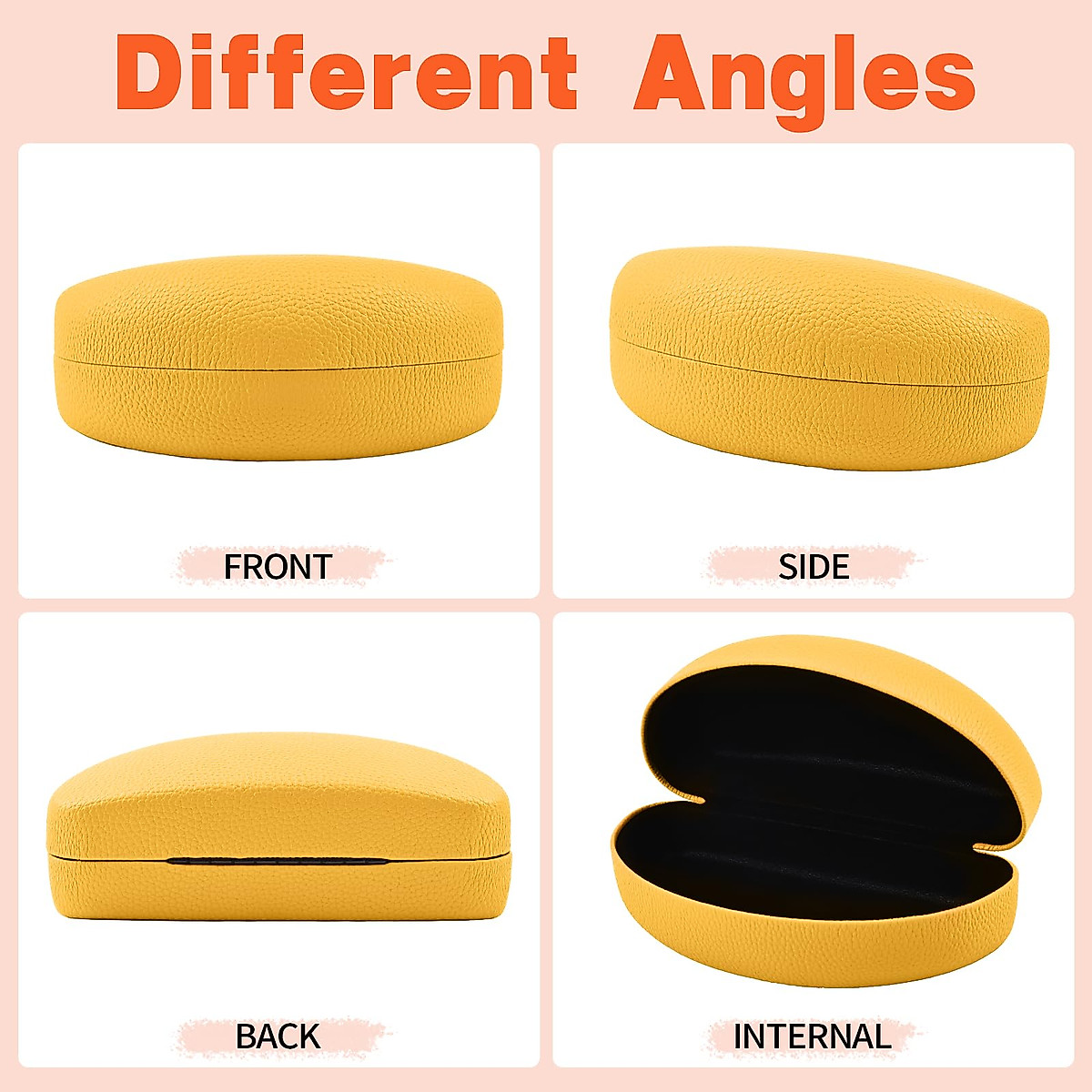 CHZZMS 2 PACK Large Hard Shell Sunglasses Case, Protective Case For Sunglasses and Eyeglasses (black+yellow)