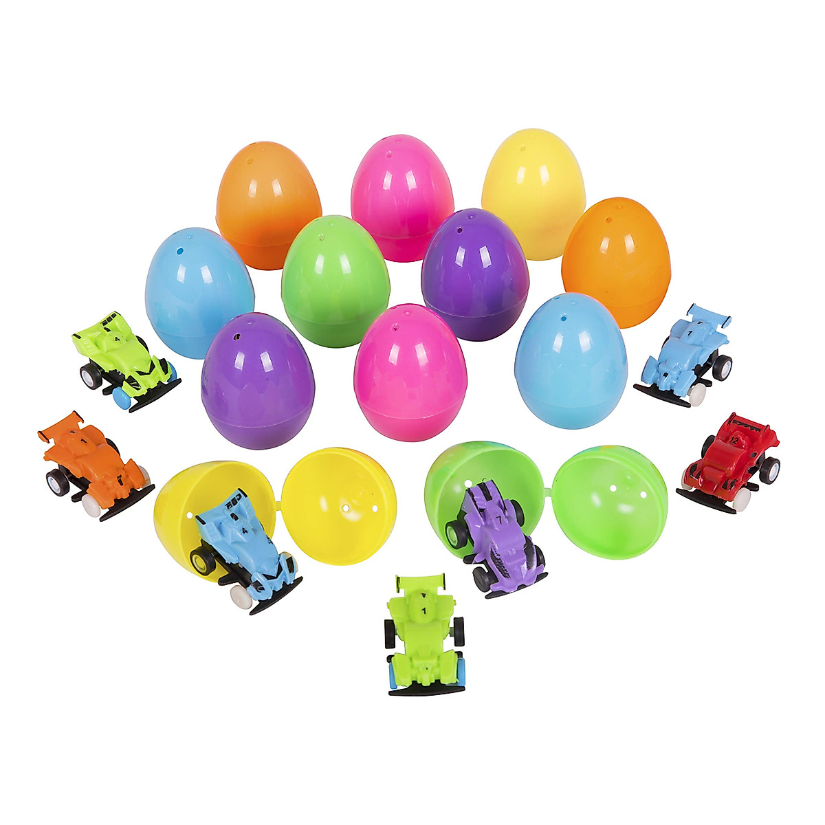 Kangaroo Prefilled Easter Eggs With Toys Inside (12-Pack) I Easter Egg Filled with Car for Kids - Boys & Girls I Surprise Pre Filled Easter Eggs With Toys inside Bulk | Great Treat for Toddlers