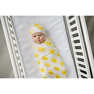 Little Sleepies Newborn Swaddle + Hat Set, Bamboo Viscose Baby Wrap, Sunshine