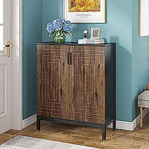 TRIBESIGNS WAY TO ORIGIN Shoe Cabinet, 20 Pairs Modern Shoe Storage Cabinet with Doors, 6-Tier Freestanding Entryway Shoe Organizer Rack for Living Room, Closet, Rustic Brown