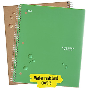 Five Star Spiral Notebook, 1 Subject, College Ruled Paper, 100 Sheets, 11" x 8-1/2" Sheet Size, Customizable Cover, Color Selected For You, 1 Count (08230)