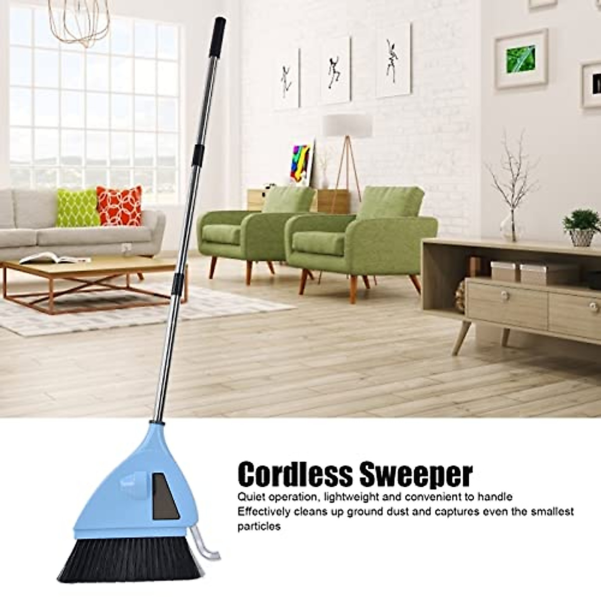 2 in 1 Sweeper, ABS Vacuum Broom, Strong Suction Effective Cleaning Floor Dust, Labor Saving Quiet Operation, USB Cordless Sweeper for Cleaning Bedroom, Living Room