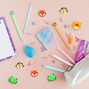 Mechanical Pencils Cute Mechanical Pencils with Animal Erasers and Pencil Refills, 0.5mm Kawaii Mechanical Pencils with Fun Toppers Colorful Mechanical Pencils for Girls Kids Students (24 Pieces)