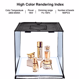 PULUZ 15''/38cm LED Photography Shadowless Light Panel 1200LM 6000K Three Color Temperature Dimmable Lightbox LED Fill Light Background Shadow Elimination for Jewelry Craft Commercial Photography