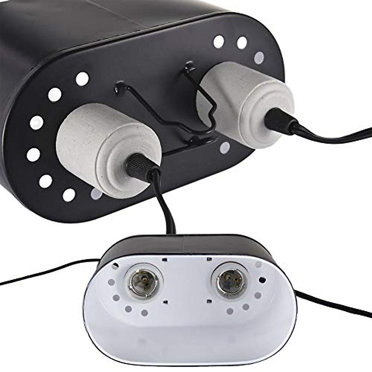 Abustle pig Dual Reptile Light Fixture,Dual Deep Heat Lamps UVB Light Fixture for Reptiles Dome Heat Lighting Lamp Combo kit for Bearded Dragon,lguana,Snake,Turtle Tank,E27