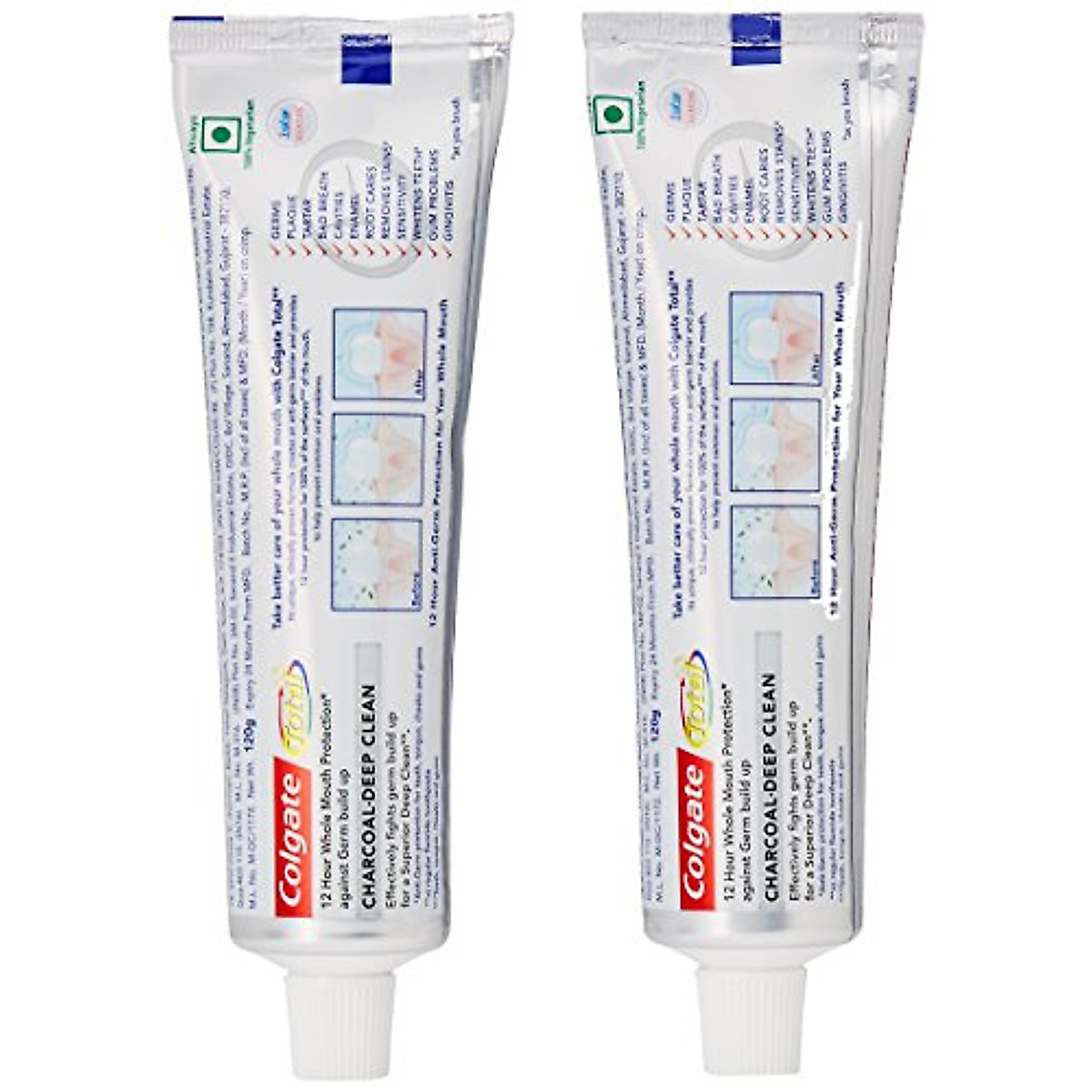 2 X Colgate Total Charcoal Toothpaste - 120 g x 2