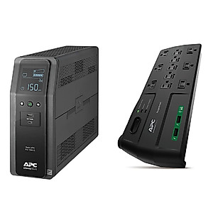 APC UPS 1500VA Sine Wave UPS Battery Backup and Surge Protector Power Strip Bundle