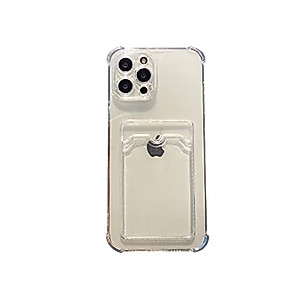 Tuokiou Compatible with iPhone 14 Pro max Case,Clear Protective Card Slot Case, Slim Fit Drop Resistant Soft TPU Wallet Case with Bumper, Cute Card Holder Pocket Case for iPhone 14 Pro max (Clear)