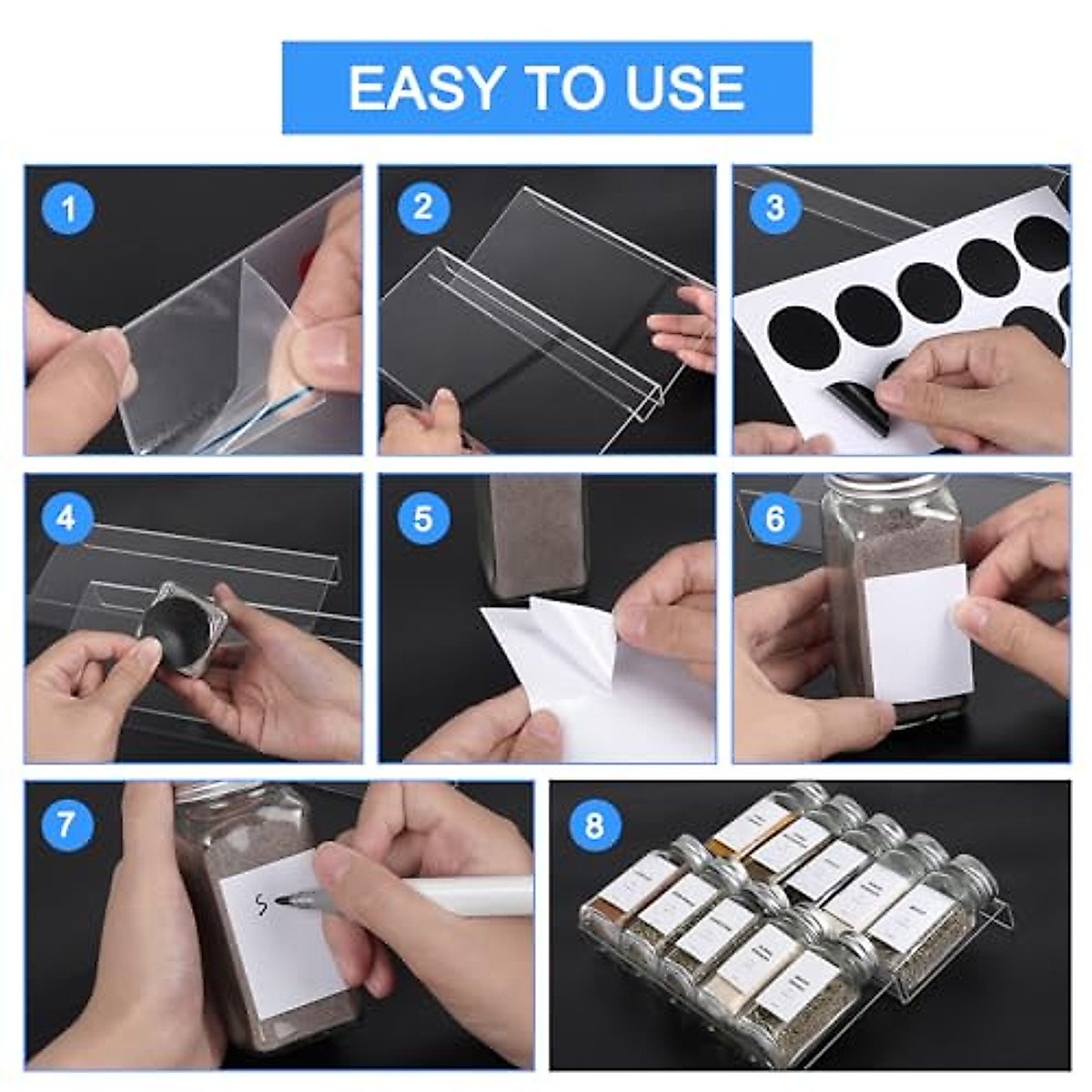 Vertexly Acrylic Seasonings Spice Rack,Acrylic Spice Drawer Organizer,4 Tier,for Drawer/Countertop,Organize and Display Your Spices,and Seasonings(Jars not included)