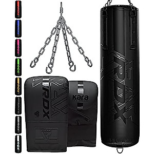 RDX Heavy 5FT Punching Bag for Pro Training, 55lbs Pre Filled with 110lbs Max Filling Capacity, 3PC Boxing Bag Set with Gloves Hanging Steel Chain, Kickboxing MMA Muay Thai BJJ Karate Home Gym Fitness