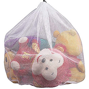 Kooyee 2 Pack White Mesh Laundry Bags, 31" x 24" Sturdy Drawstring Net Bag Heavy Duty, Extra Large Laundry Bags for Delicates, Garment Laundry Mesh Bag for Family, College Dorm, Apartment (2 Coarse Net)