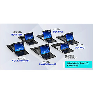 MT-VIKI® Rack Mount KVM HDMI w/ 17.3'' LCD Monitor, 1080P 8 Port LCD KVM Console Integrated Touch-pad++Monitor+Keyboard+8 KVM Cables, Support OSD/Hotkey, Fit 1U 19'' Rack